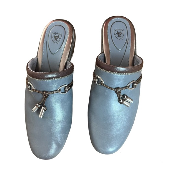 Ariat | Shoes | Ariat Leather Platform Mules Gray Blue Color Size 75 ...